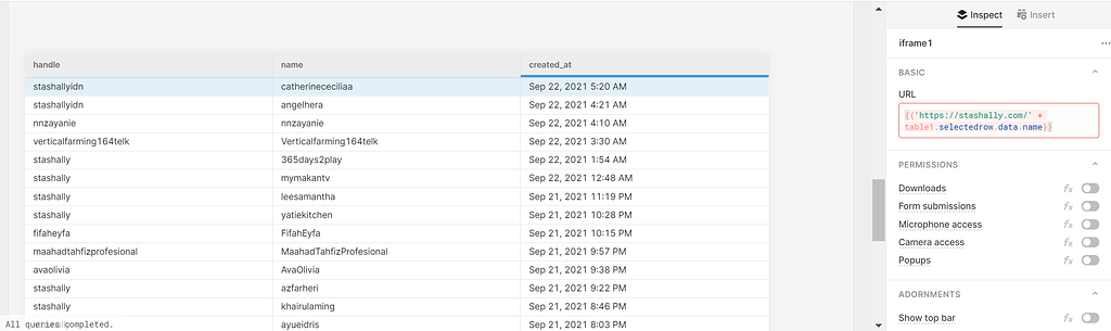 How do I refer to a selectedrow value using {{ table1.selectedRow.data.columnName }} - 💬 App ...