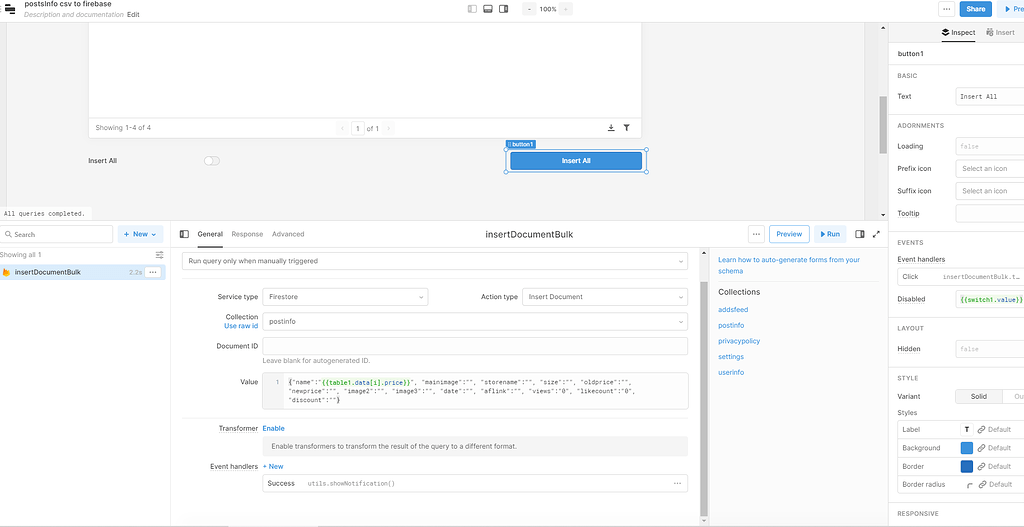 Bulk upload to firebase - 💬 Queries and Resources - Retool Forum