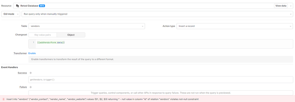 Adding New Row Error 💬 Queries And Resources Retool Forum