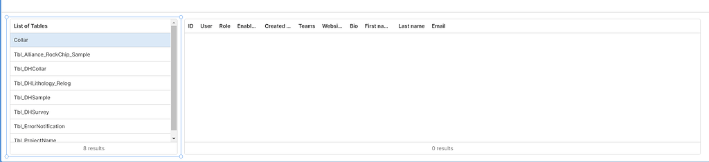 Populate a table component with the contents of a table which I select ... Populate a table component with the contents of a table which I select ...