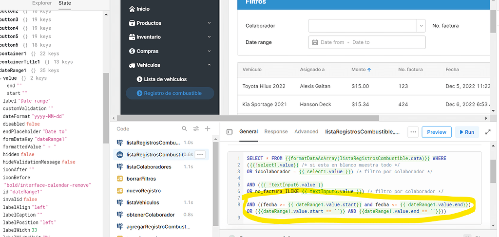 Date range filter not working - 💬 Queries and Resources - Retool Forum