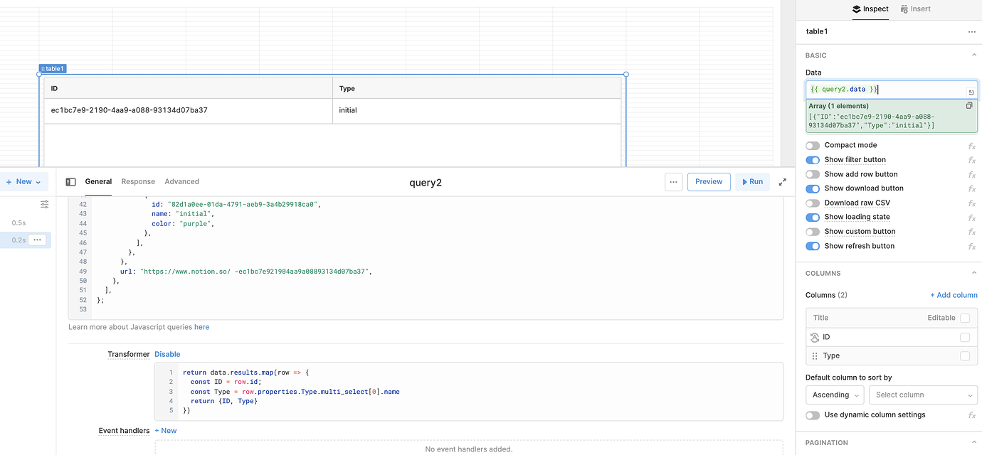 How Do I Create A Retool Table To Readwrite A Notion Database Queries And Resources Retool