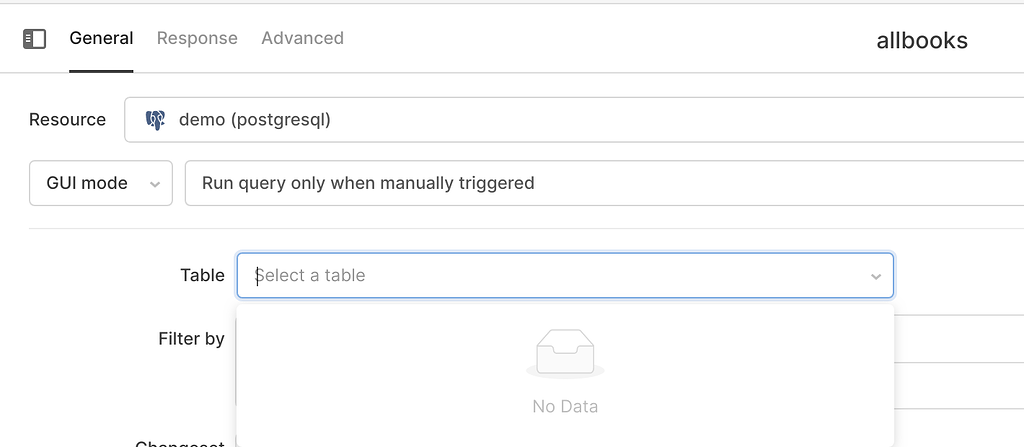 "Select Table" shows "No Data" in GUI Mode query - 💬 App Building - Retool Forum