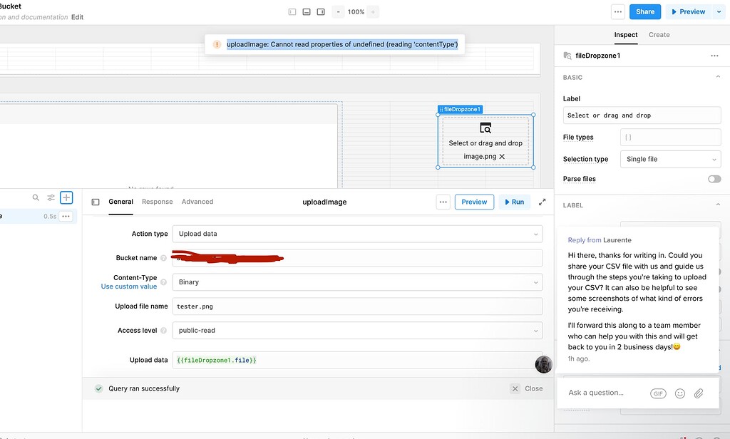 How to upload image to Google Cloud Storage using fileDropZone? - 💬 App Building - Retool Forum