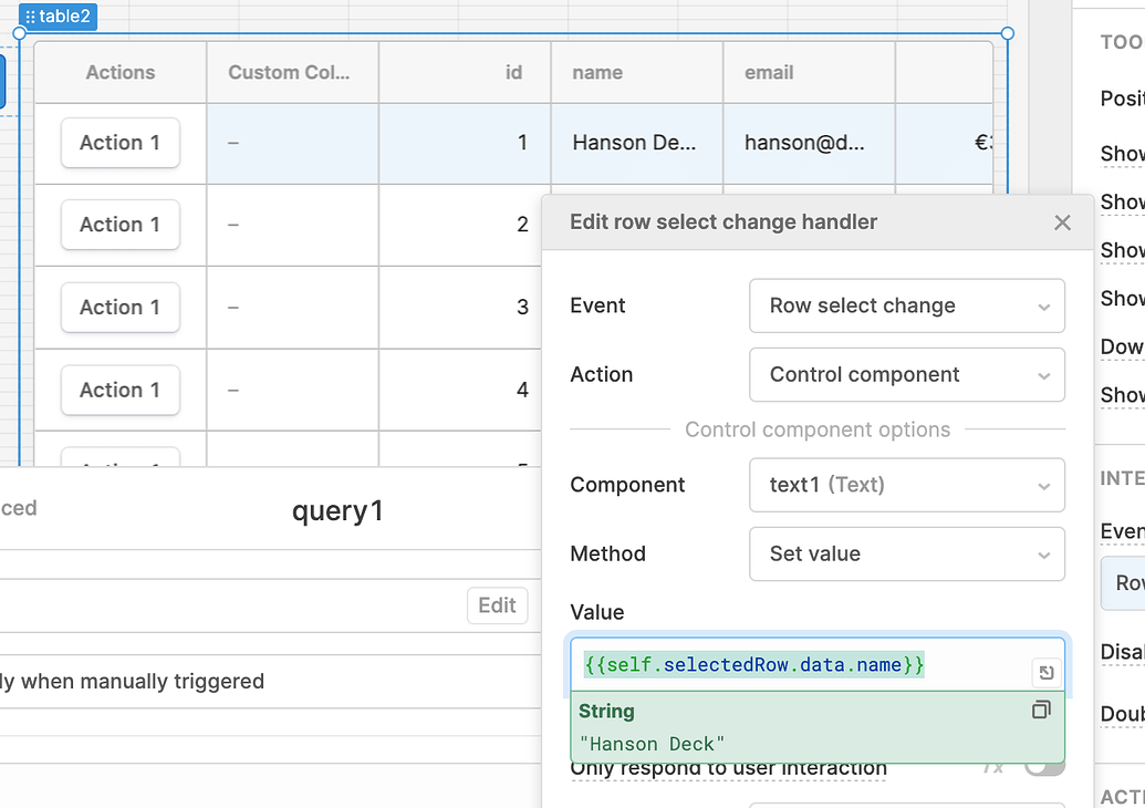 Click Table Row Send Value To Input Queries And Resources Retool Forum