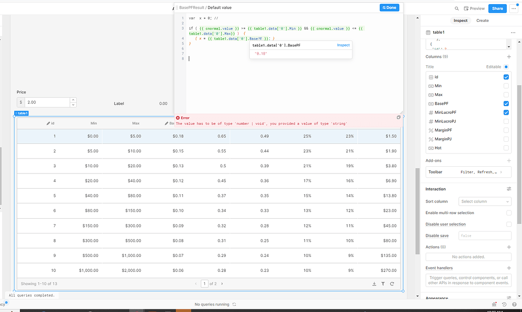 Error Value Type When Creating A Formula Based On A Table 💬 App Building Retool Forum
