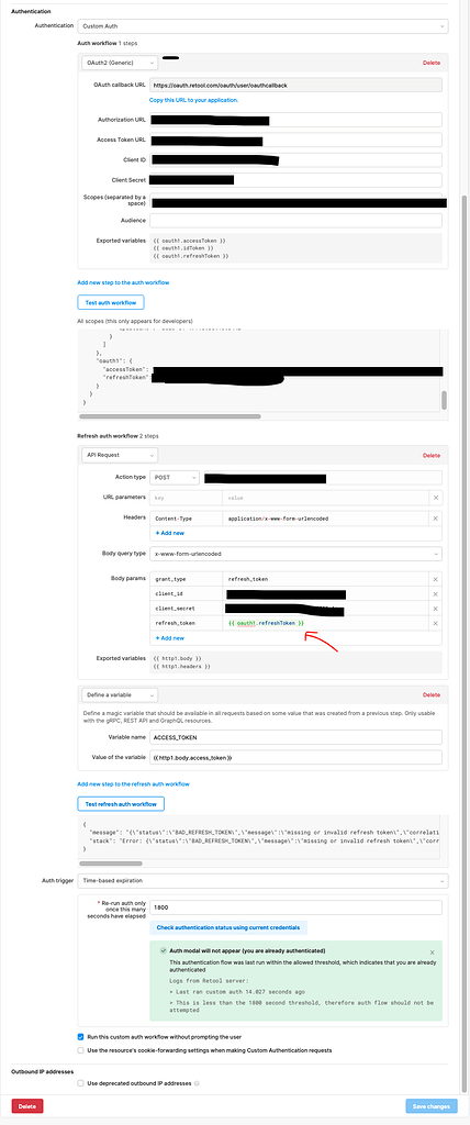 Refresh Token Not Passing Through Into Custom Auth Refresh Auth Workflow Queries And Resources
