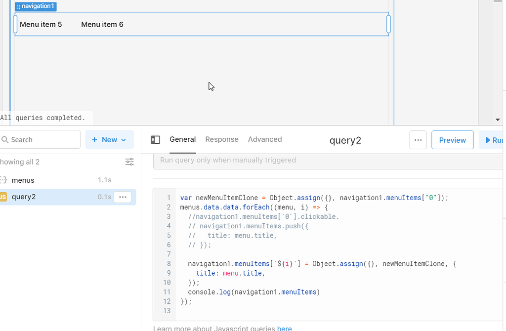 Dynamic menu item Navigation from query - Queries and Resources - Retool Forum