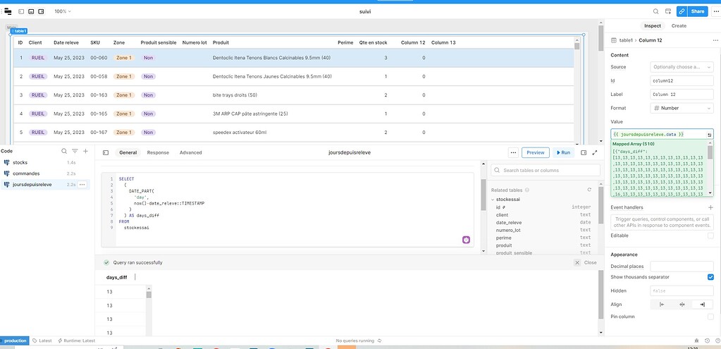 Return query result in a new column of a table - 💬 App Building ...