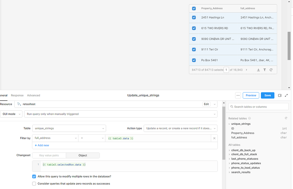 Upsert table contents into MYSQL database - App Building - Retool Forum