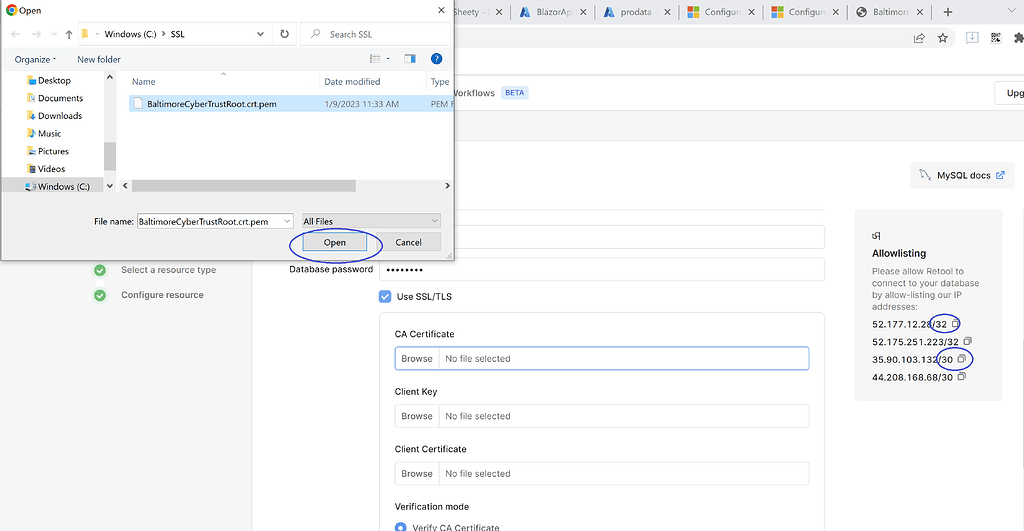 Azure MySQL CA Certificate not loading - 💬 Queries and Resources - Retool Forum