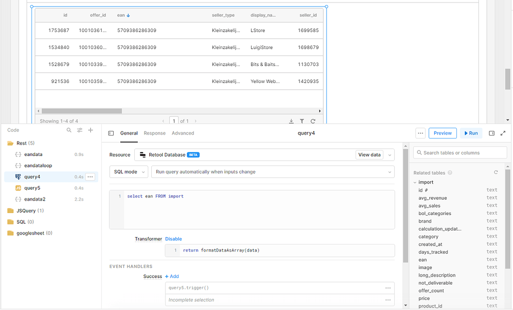 Get List From Retool Database And Trigger Api For Each Row Almost