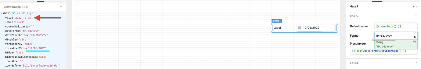 Date component will return Date and Time - 💬 App Building - Retool Forum