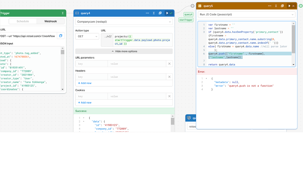 Workflow Javascript To Parse First Name And Last Name Fields From Query To Add As Seperate