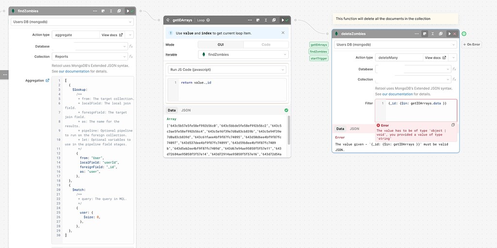 Workflow Using Mongodb Deletemany Action Workflows Retool Forum