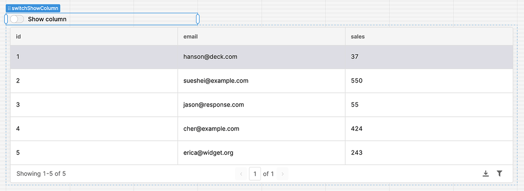 No background color when dynamically showing columns in Table - 💬 App ...