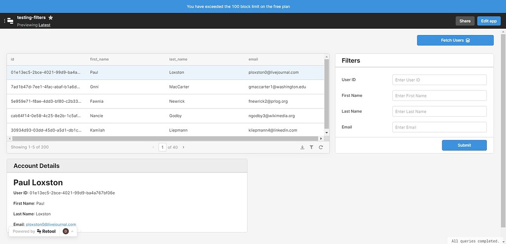 Is This A Bug Unable To Select Rows In Table When Data Is Filtered Postgresql App