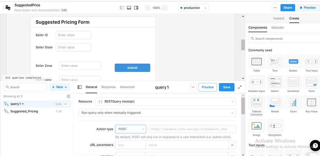 Integration of POST API with Form data as input to the api and saving the api output and form ...