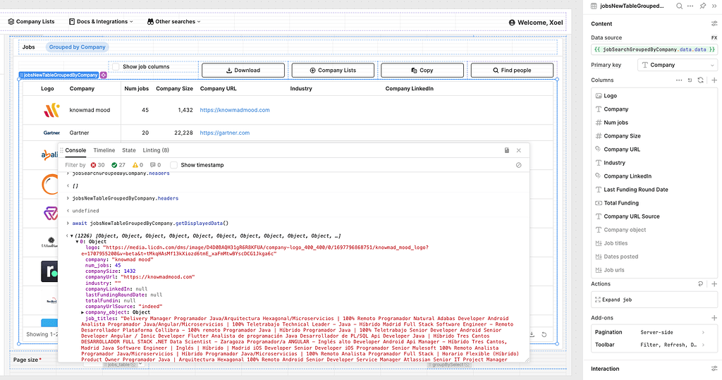 table.getDisplayedData() returns data that is not being displayed on the table - 💬 App Building ...