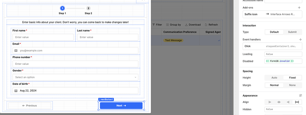 Make Sure All Fields In A Form Are Filled Out Before Moving On In Stepped Container 💬 App