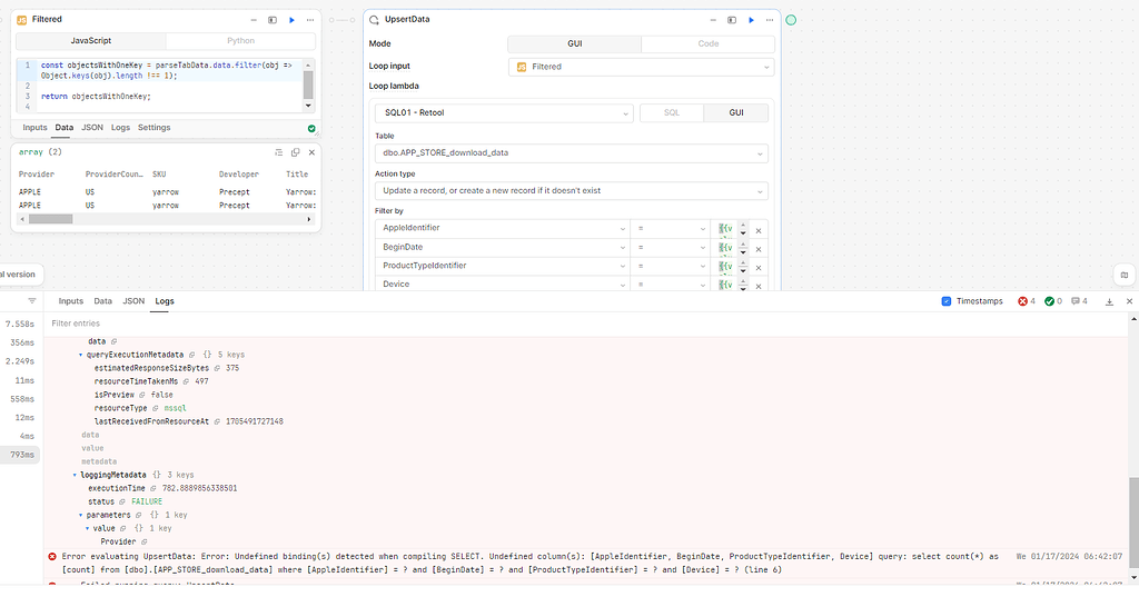 Workflow Error Sql Loop Says Parameter Is Empty When It Is Not 💬 Workflows Retool Forum