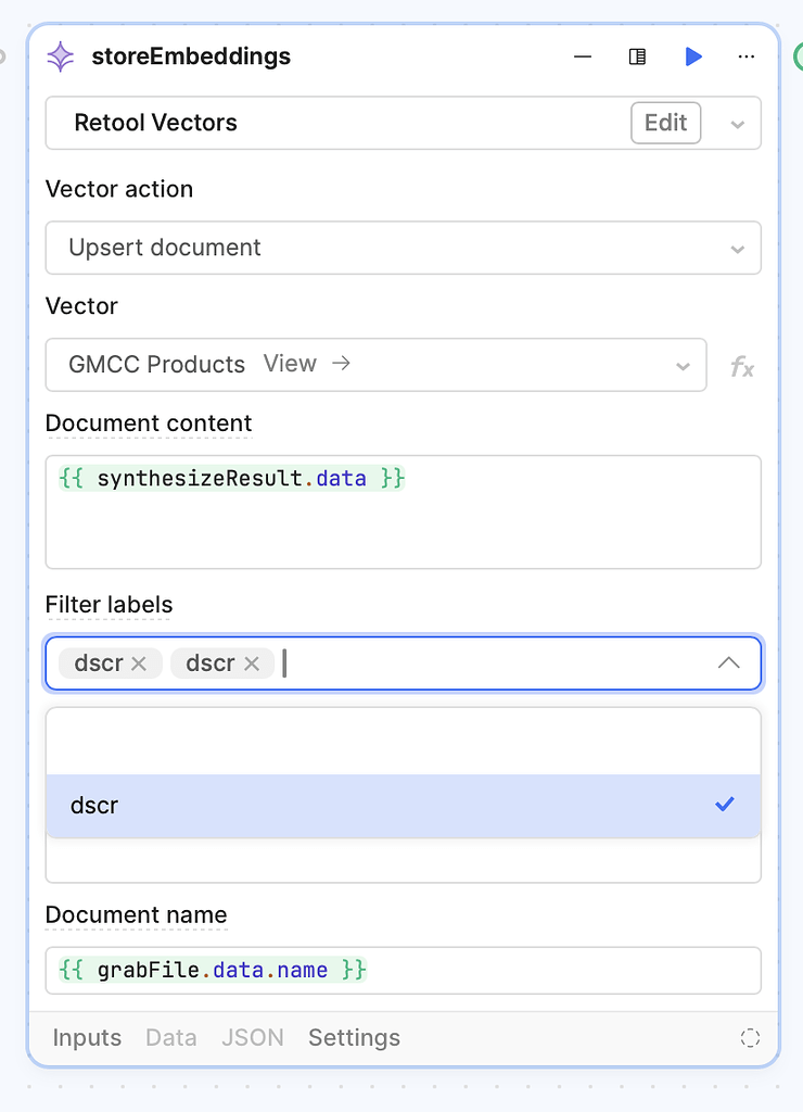 Filter labels in Retool Vectors block for Workflow Messing Up - 💬 Workflows - Retool Forum