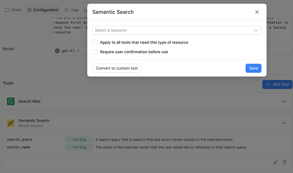 (BUG) Agents - Semantic Search Tool Error Popup - 💬 Agents - Retool Forum