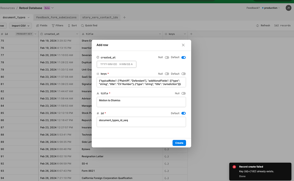 Record Create failed - Ley ID already exists (but I was creating a new key - 💬 Queries and ...