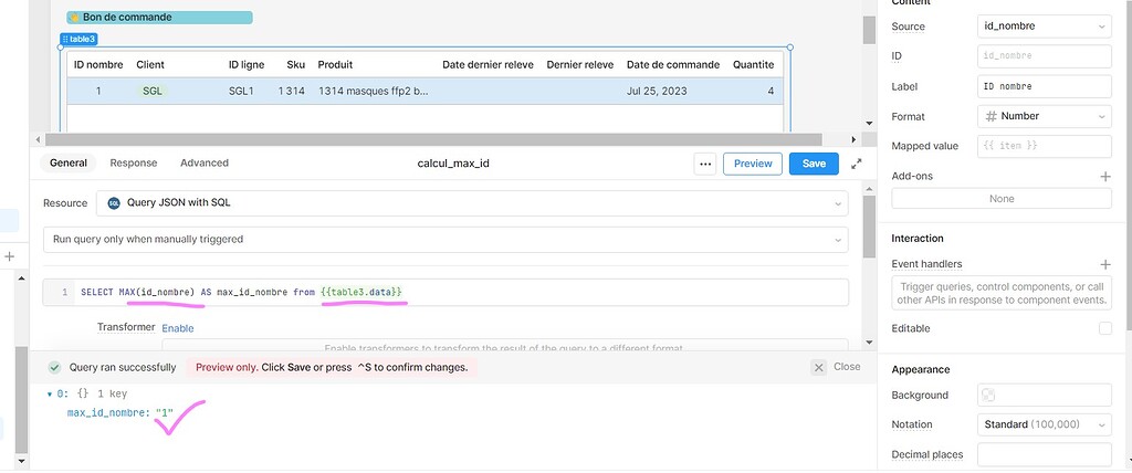 1 As A Number With Sql Max Query 💬 Queries And Resources Retool Forum