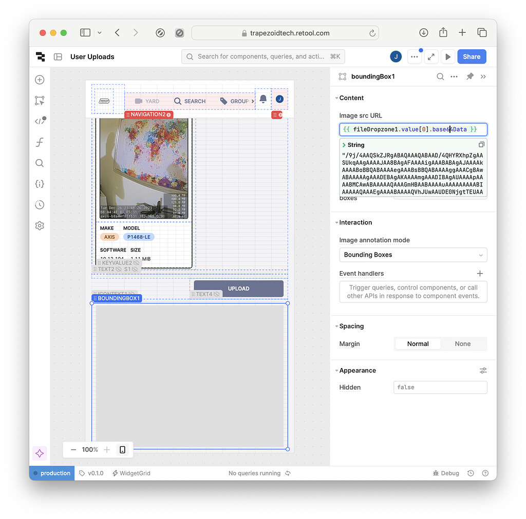 [help] Bounding Box mad at me for using base64 string? - 💬 App Building - Retool Forum