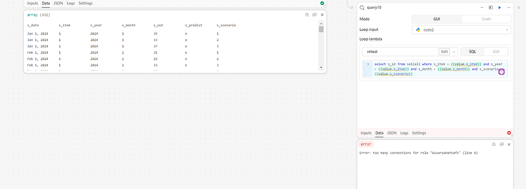 Anomaly : too many connections for role, in a specific loop of Worflow - 💬 Workflows - Retool Forum