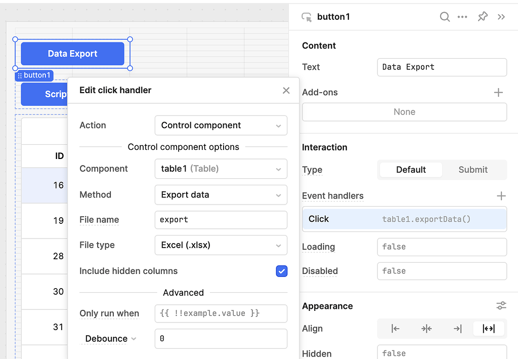 Retool Table Does Not Export In Excel Neither Script Nor Event Handler Worked App Building 