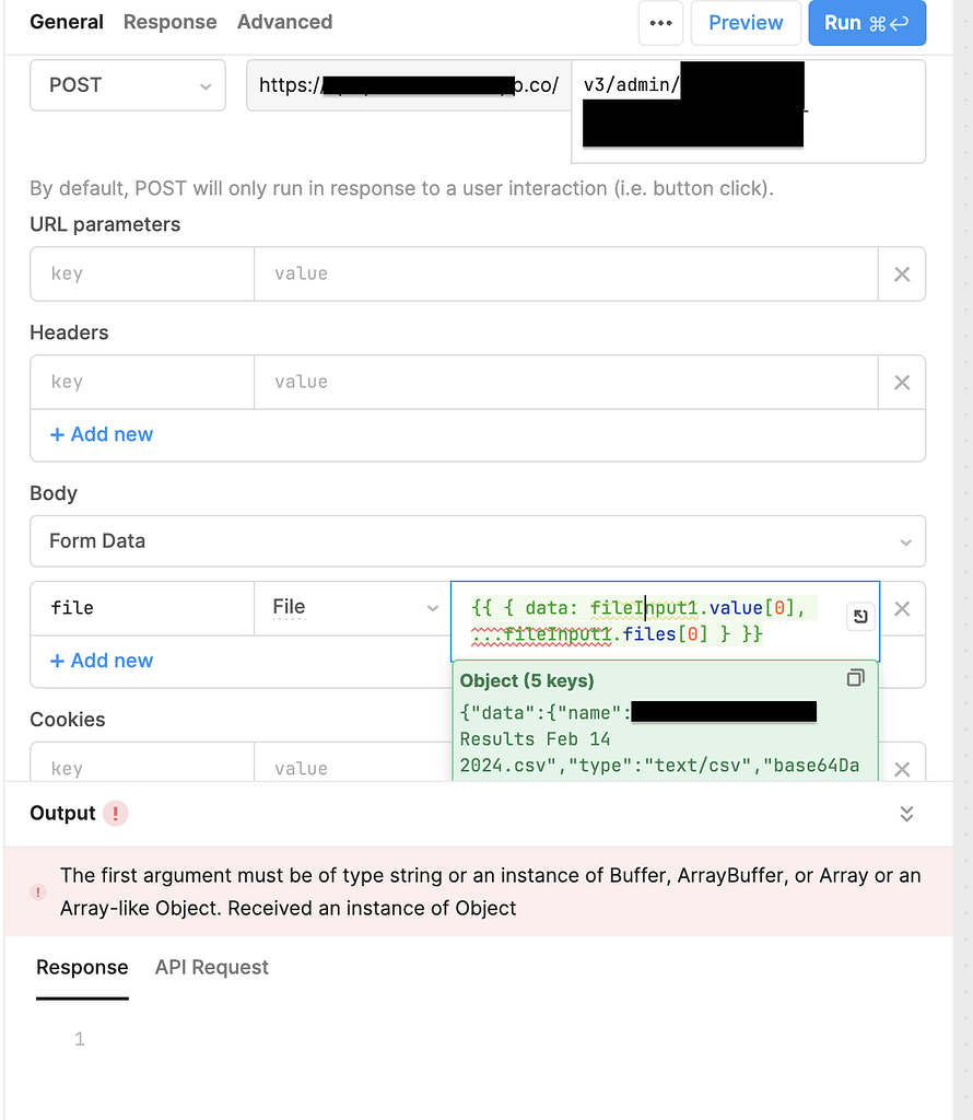 Cannot Upload Csv File With Api Multipart Form Queries And Resources Retool Forum