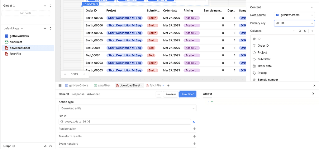 Download Retool storage file with same name as selected row column - 💬 App Building - Retool Forum