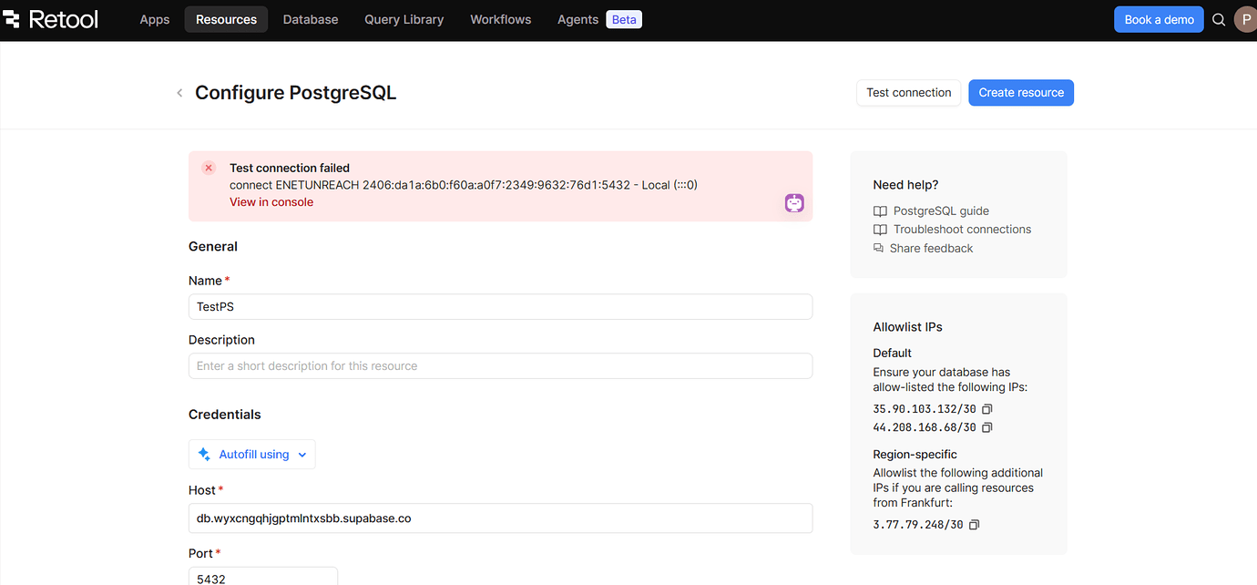 How to connect supabase - IPV6 - 💬 Queries and Resources - Retool Forum