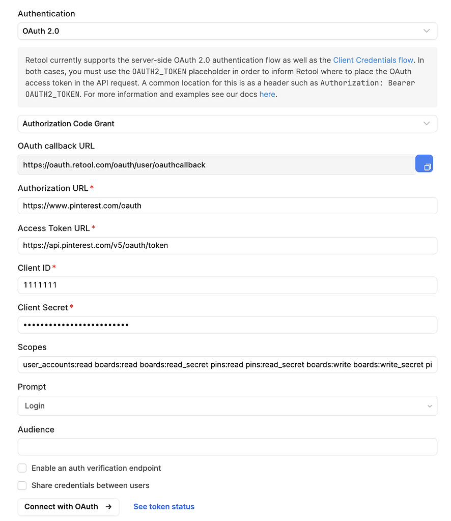 OAuth2.0 for Pinterest Fails - 💬 Queries and Resources - Retool Forum