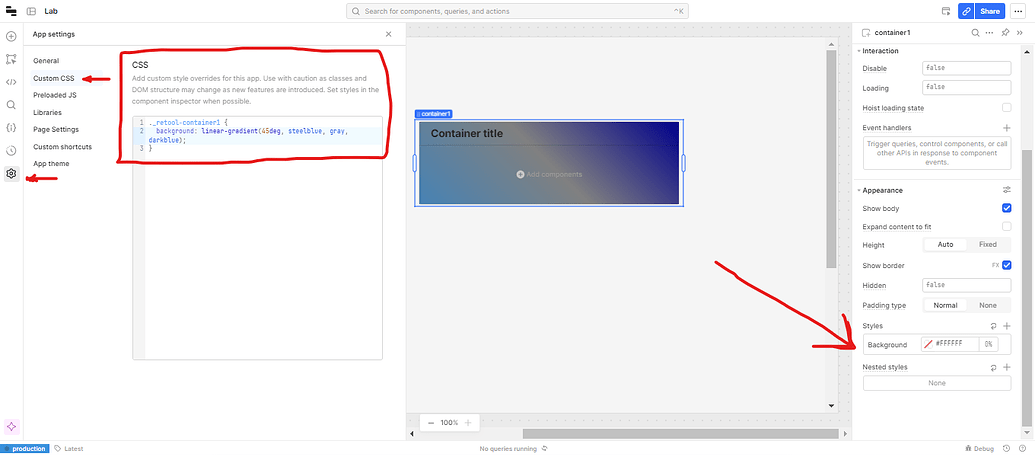 How To Set Gradient Background Color In Container 💬 App Building Retool Forum