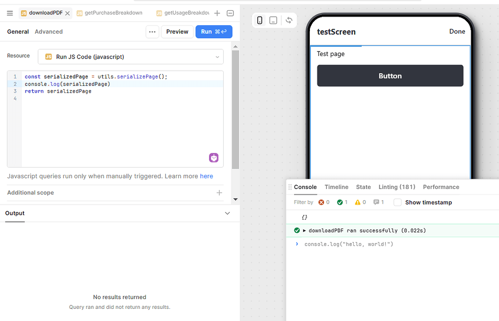 utils.serializePage() not returning anything - 💬 App Building - Retool Forum