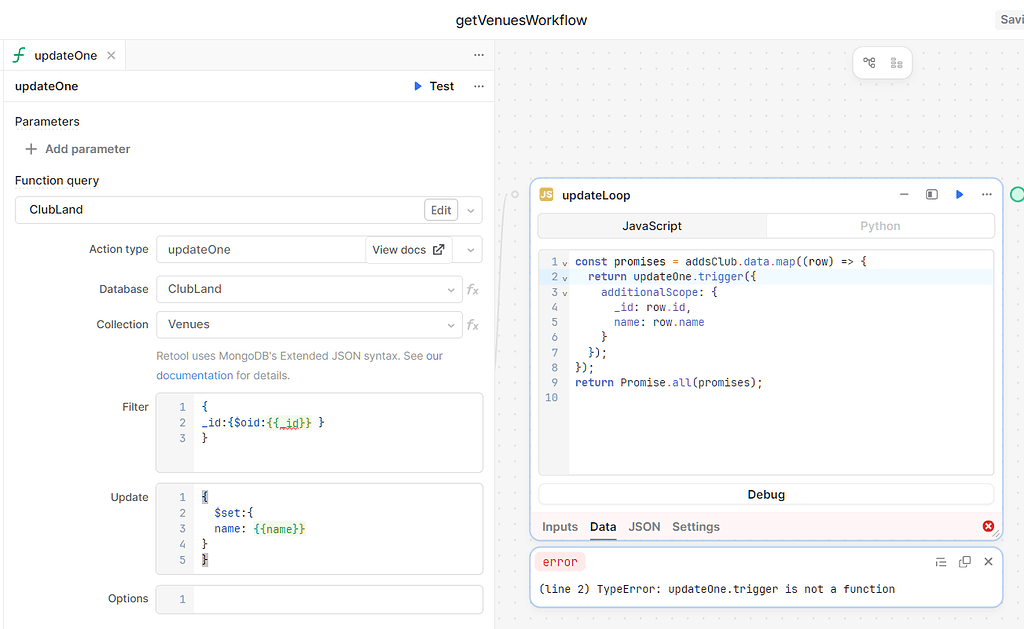 Workflow MongoDB updateLoop - 💬 Workflows - Retool Forum
