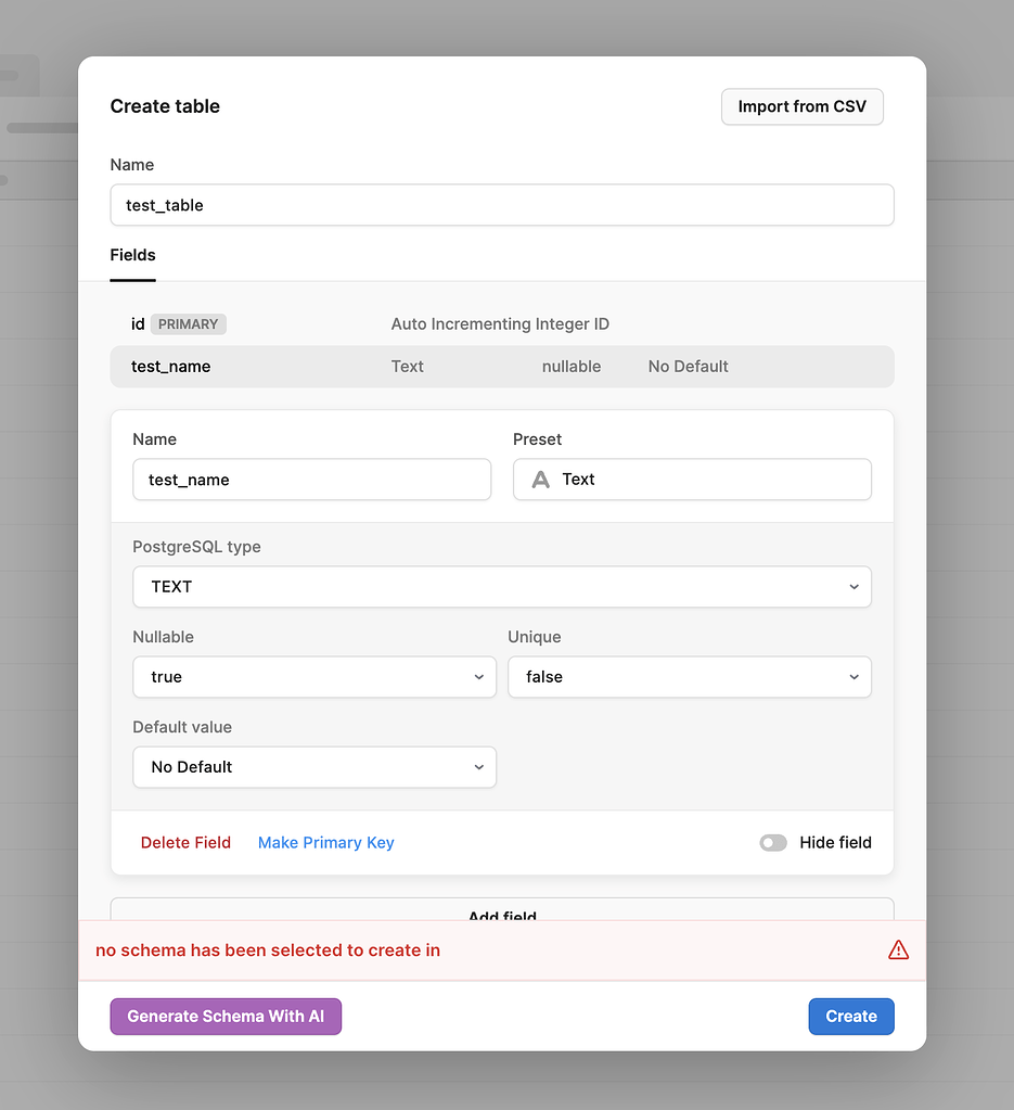Retool Db No Schema Has Been Selected To Create In App Building Retool Forum