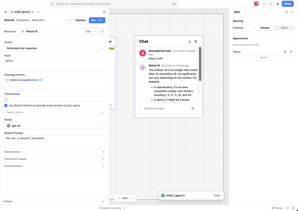 The Retool Ai Chatbot Chatquery Does Not Consider The Input Passed To It 💬 Feature Requests