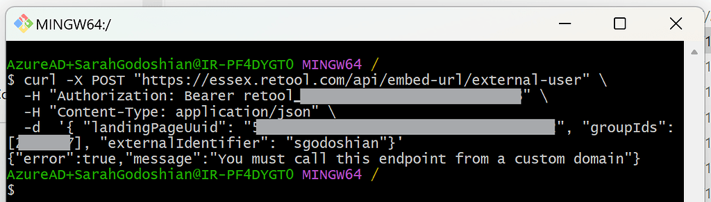 Does Using Retool Api `post Apiembed Urlexternal User` Require