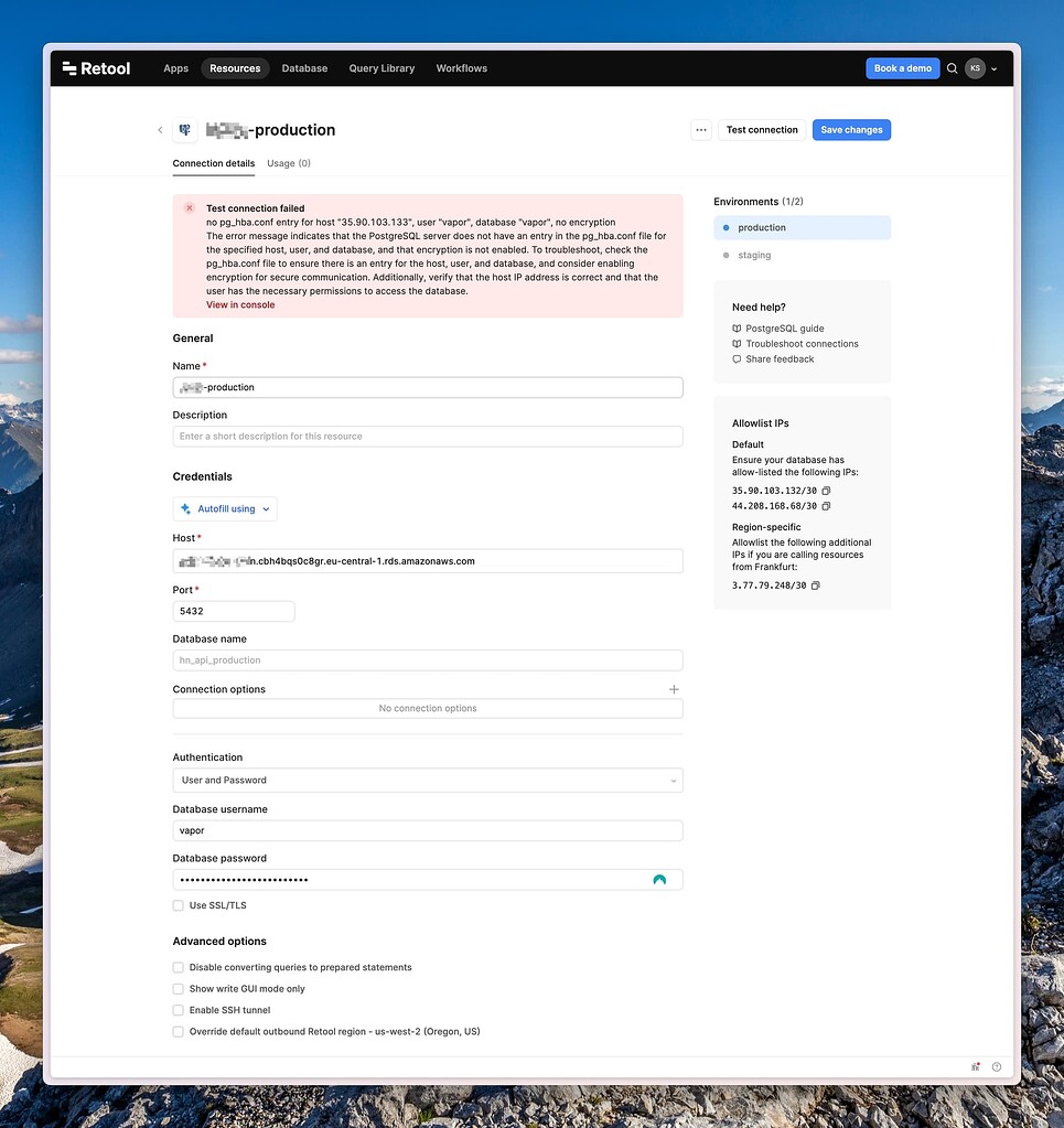 Retool Does Not Want To Connect To Posgresql Database On Amazon Rds 💬 Queries And Resources