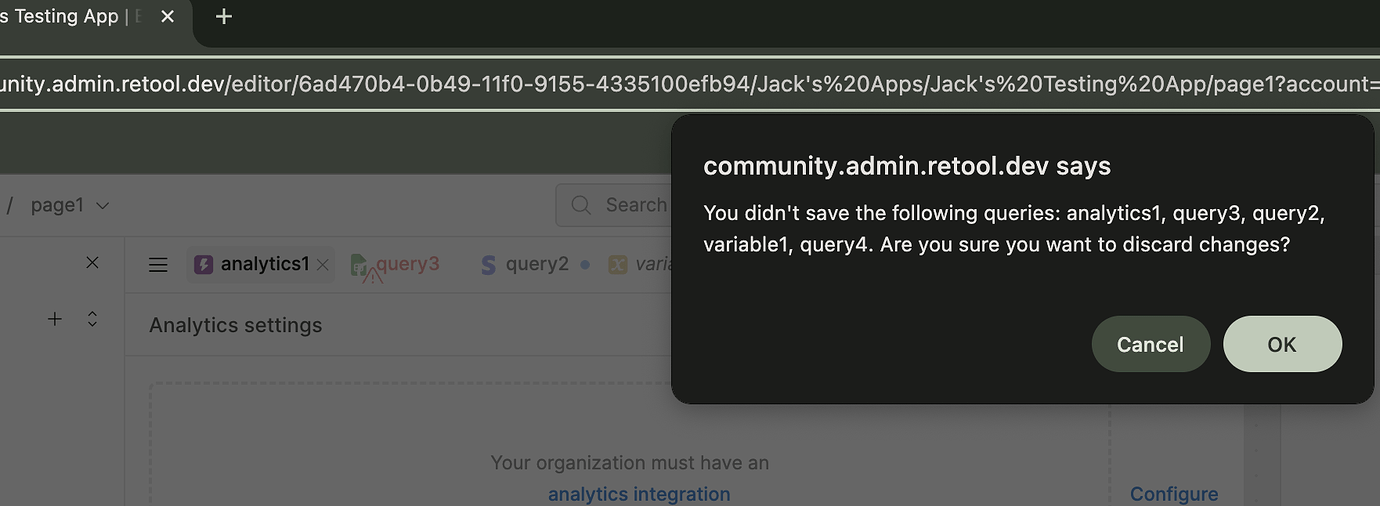 "You have unsaved changes" confirmation regularly shows despite having ...