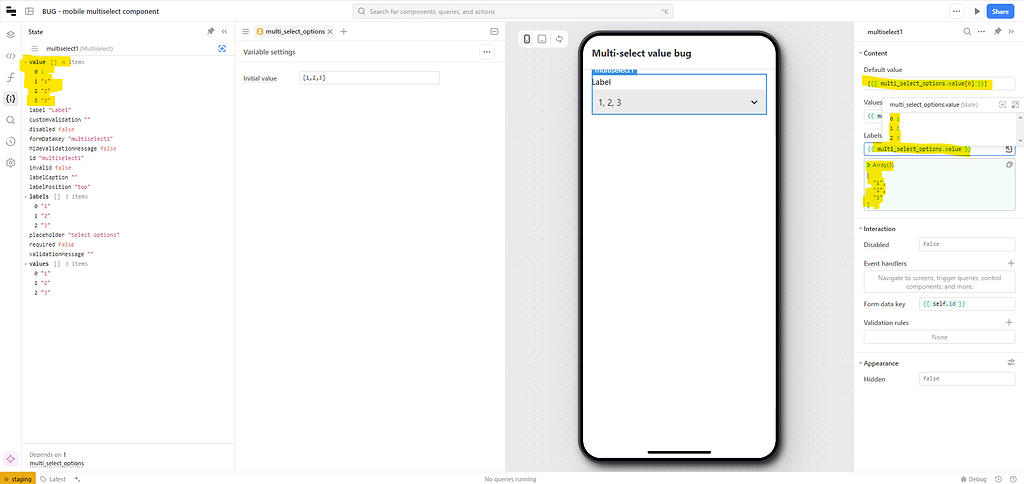Mobile Multiselect Component Transforming Values to Strings - 💬 Mobile - Retool Forum