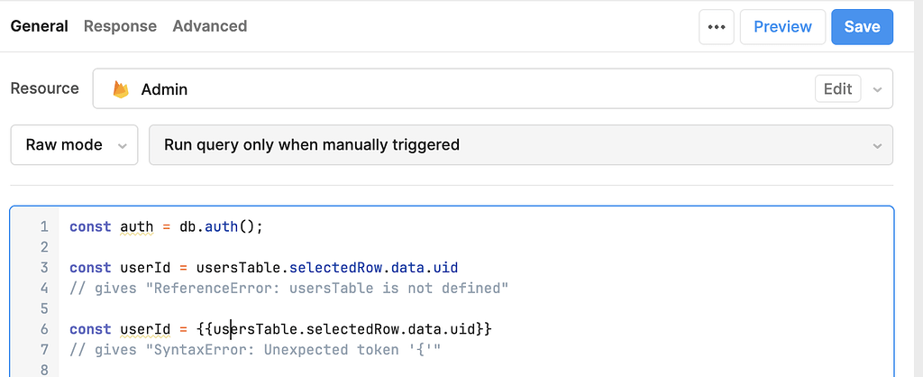 How to access variables from Firebase Raw Mode? - 💬 App Building - Retool Forum