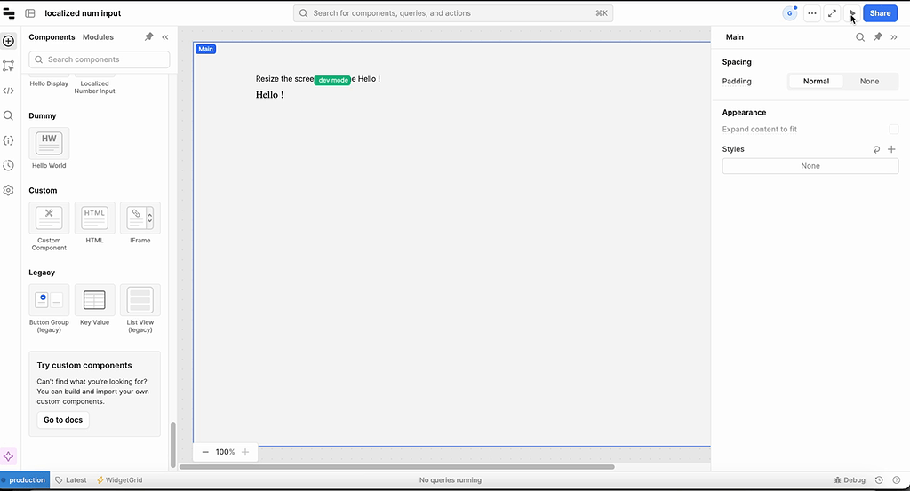 Custom Component not displayed in preview until browser window resizes - 💬 App Building - Retool ...