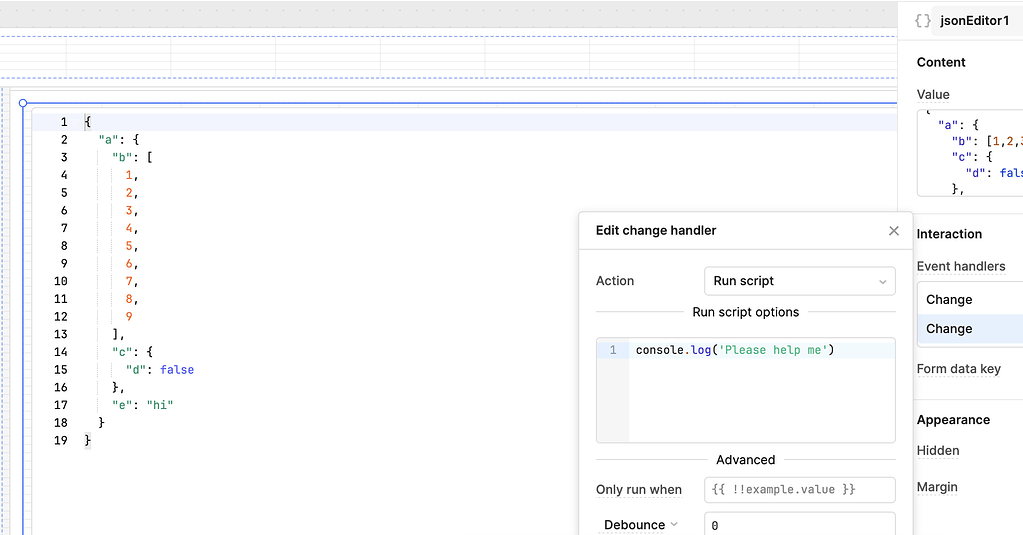JSONEditor's change Event Handler is not executed - 💬 App Building - Retool Forum