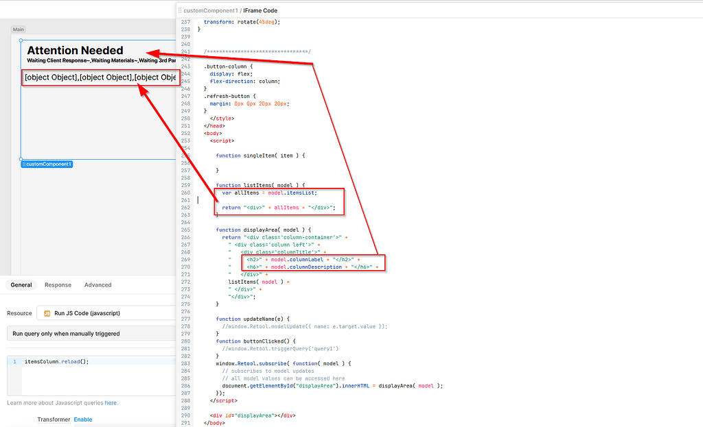 Accessing Data In Model From Custom Component Using Javascript 💬 App Building Retool Forum