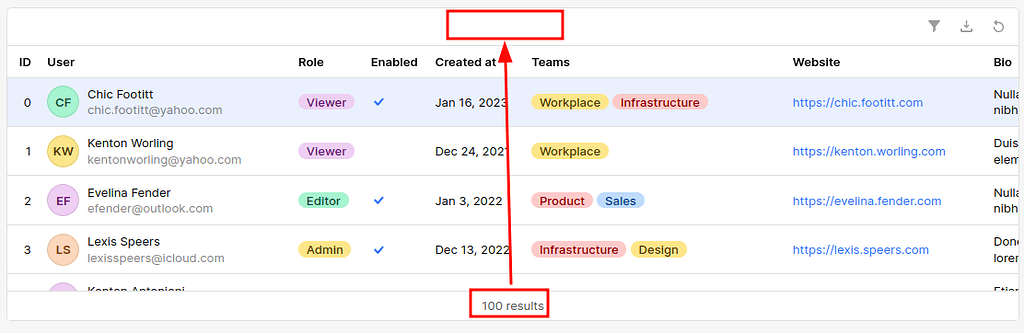 Move table row count to the top - 💬 App Building - Retool Forum Move table row count to the top - 💬 App Building - Retool Forum